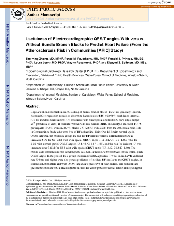 (PDF) Usefulness of electrocardiographic QRS/T angles with versus ...