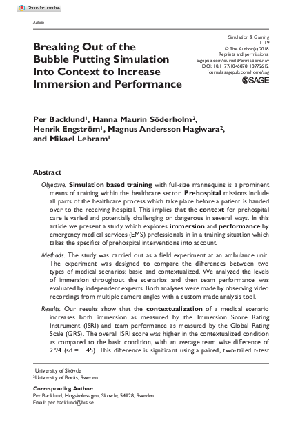 (PDF) Breaking Out of the Bubble Putting Simulation Into Context to ...