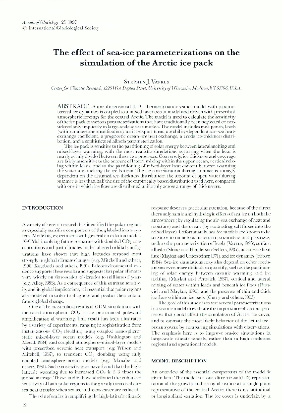 (PDF) The effect of sea-ice parameterizations on the simulation of the Arctic ice pack