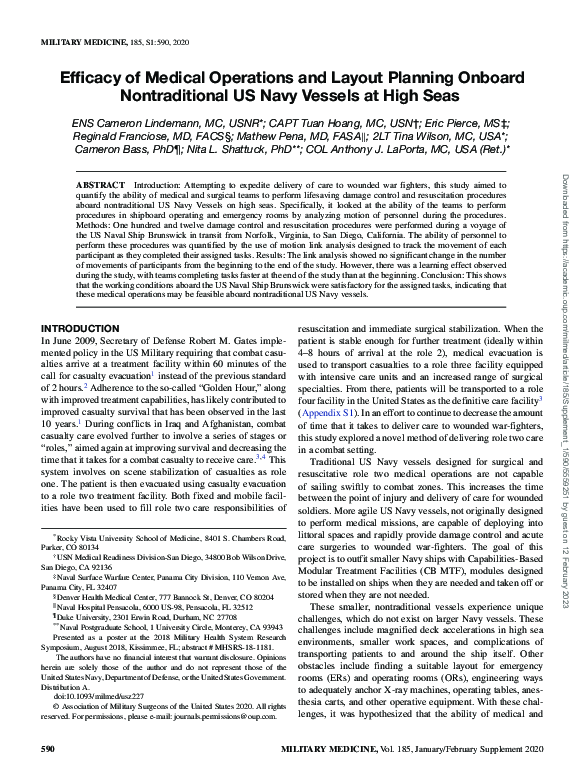 (PDF) Efficacy of Medical Operations and Layout Planning Onboard ...