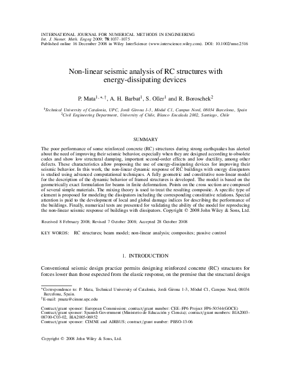 (PDF) Non-linear seismic analysis of RC structures with energy ...
