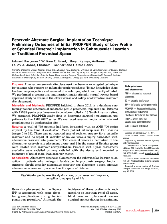 (PDF) Reservoir Alternate Surgical Implantation Technique: Preliminary ...