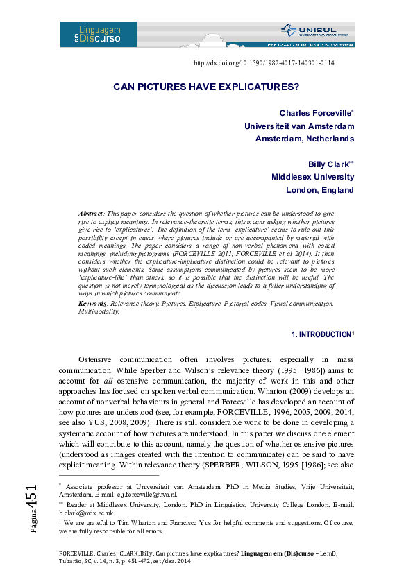 (PDF) Can Pictures Have Explicatures?