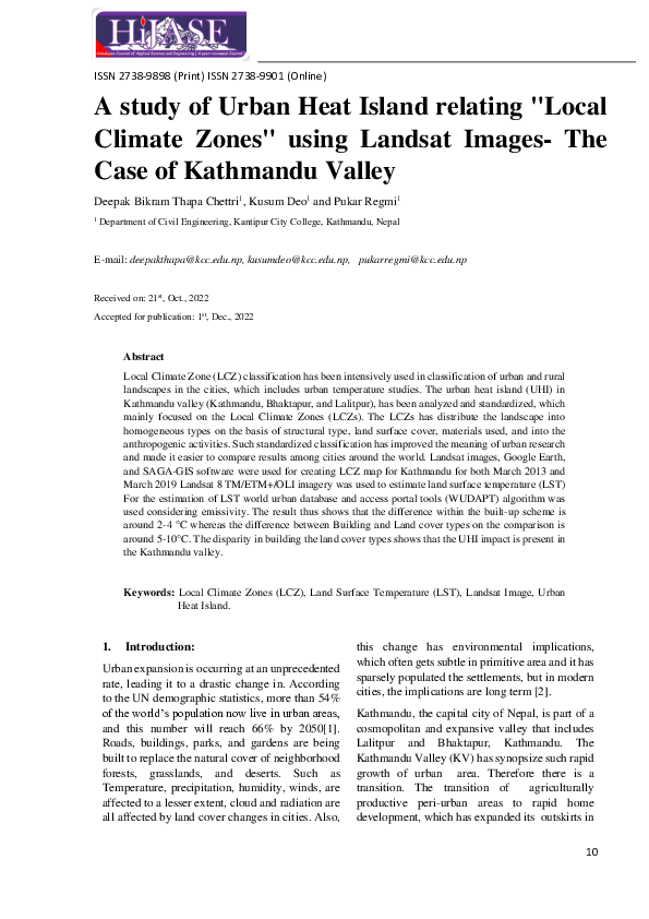 (PDF) A study of Urban Heat Island relating "Local Climate Zones" using Landsat Images- The Case ...