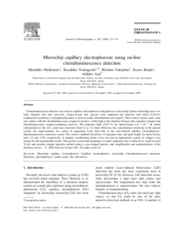 (PDF) Microchip capillary electrophoresis using on-line chemiluminescence detection