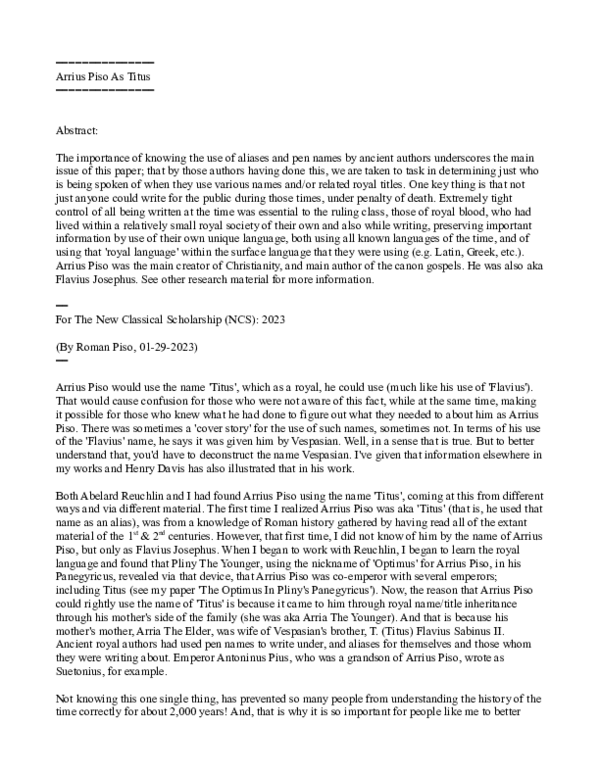 (PDF) Arrius Piso As Titus
