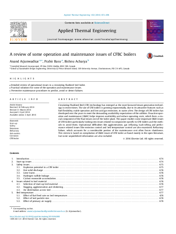 (PDF) A review of some operation and maintenance issues of CFBC boilers