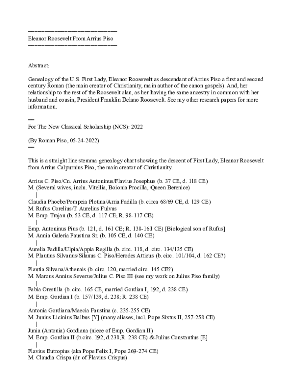 (PDF) Eleanor Roosevelt From Arrius Piso | Roman Piso - Academia.edu