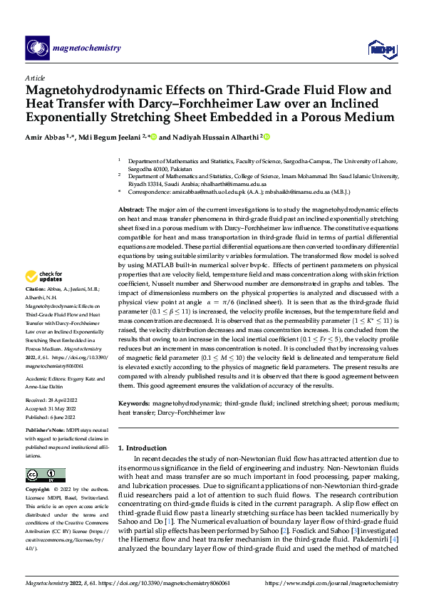 (PDF) Magnetohydrodynamic Effects on Third-Grade Fluid Flow and Heat ...