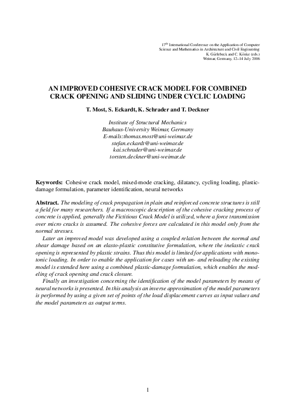 (PDF) An Improved Cohesive Crack Model for Combined Crack Opening and ...