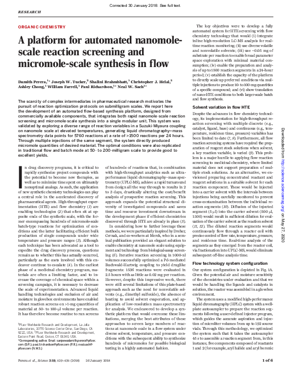 (PDF) A platform for automated nanomole-scale reaction screening and ...