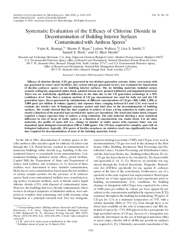 (PDF) Systematic Evaluation of the Efficacy of Chlorine Dioxide in ...