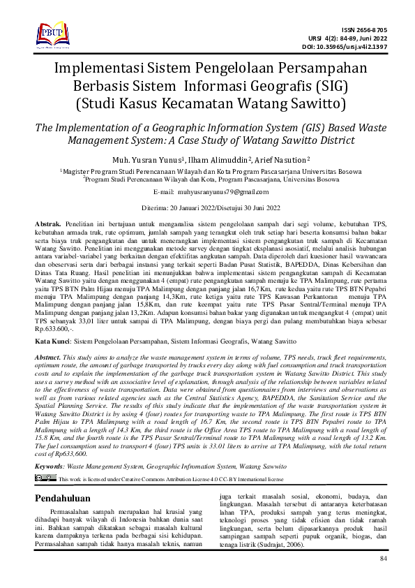 (PDF) Implementasi Sistem Pengelolaan Persampahan Berbasis Sistem Informasi Geografis (SIG)