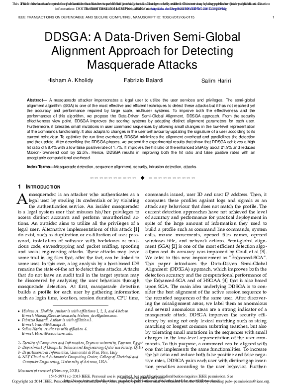 (PDF) DDSGA: A Data-Driven Semi-Global Alignment Approach for Detecting Masquerade Attacks