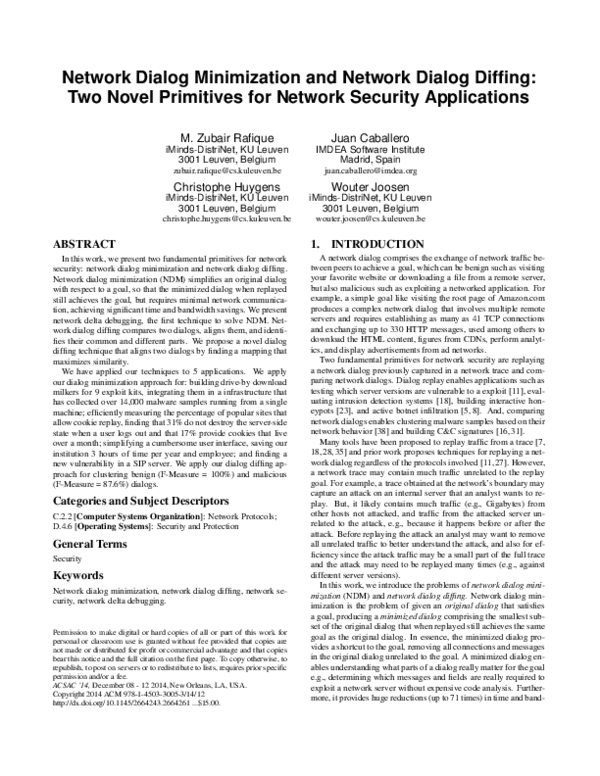 (PDF) Network dialog minimization and network dialog diffing | Juan ...