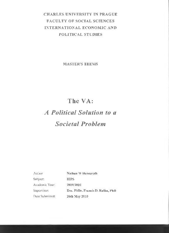 (PDF) The VA: A Political Solution to a Societal Problem