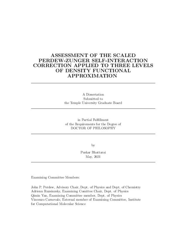 (PDF) Assessment of the scaled Perdew-Zunger self-interaction correction applied to three levels ...