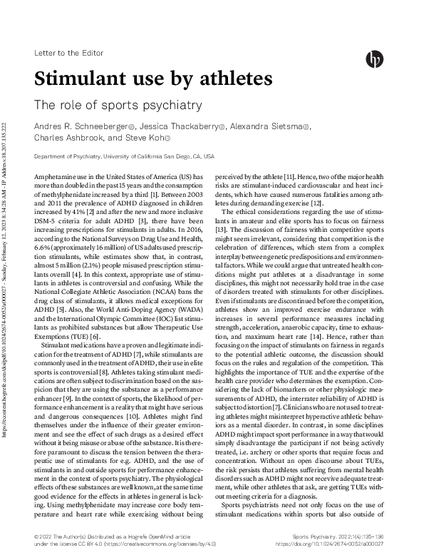 (PDF) Stimulant use by athletes