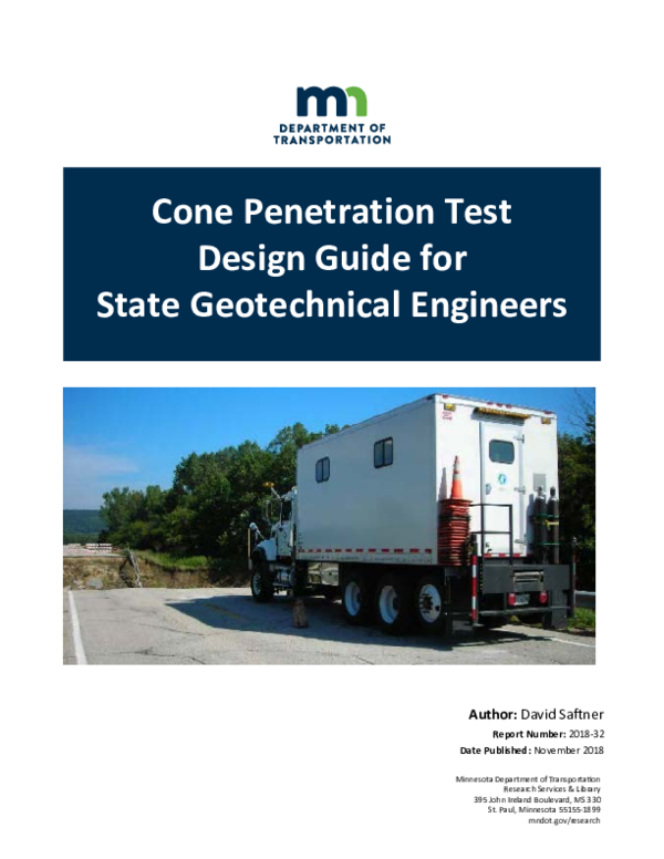 (PDF) Cone Penetration Test Design Guide for State Geotechnical Engineers