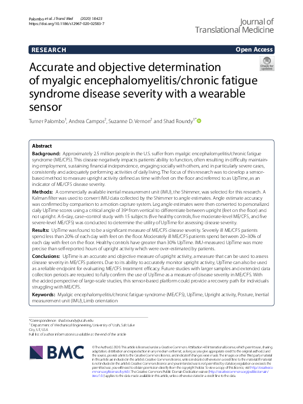 (PDF) Accurate and objective determination of myalgic encephalomyelitis ...