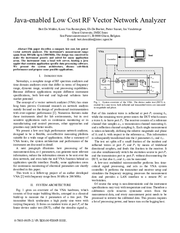 (PDF) Java-enabled Low Cost RF Vector Network Analyzer