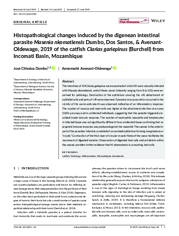 (PDF) Histopathological changes induced by the digenean intestinal ...