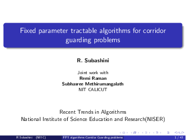 (PDF) Fixed-Parameter Tractable Algorithms for Corridor Guarding Problems