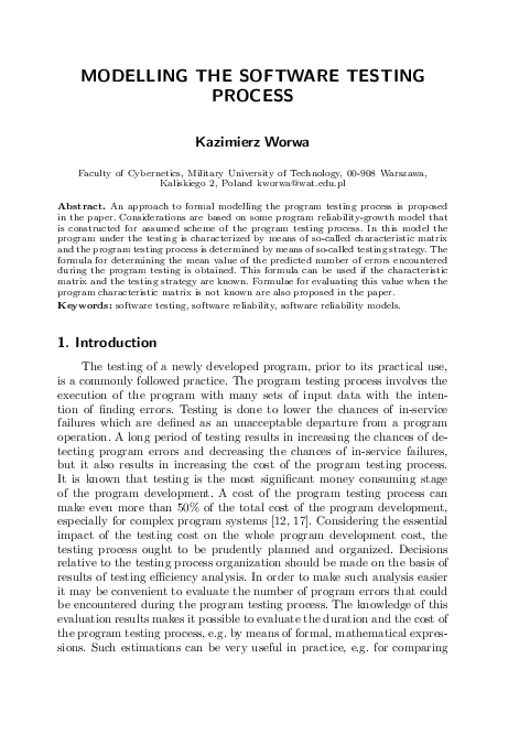 (PDF) Modelling the Software Testing Process
