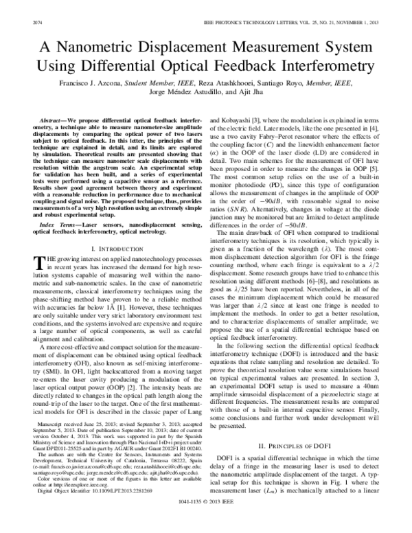 (PDF) A Nanometric Displacement Measurement System Using Differential Optical Feedback ...
