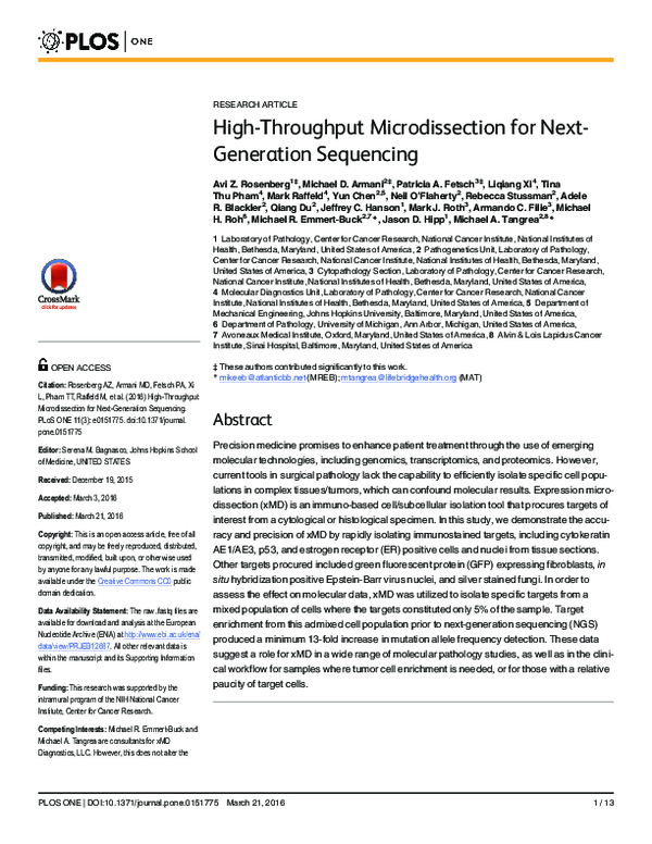 (PDF) High-Throughput Microdissection for Next-Generation Sequencing