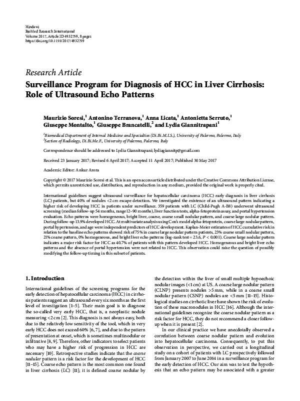 (PDF) 644 Surveillance Program for Diagnosis of HCC in Liver Cirrhosis ...