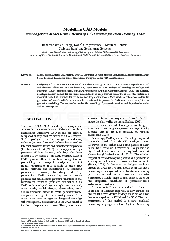 (PDF) Modelling CAD Models - Method for the Model Driven Design of CAD ...