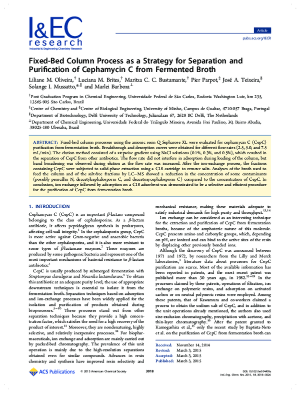 (PDF) Fixed-Bed Column Process as a Strategy for Separation and ...