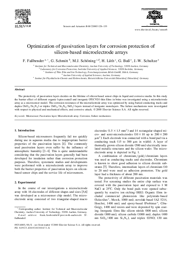 (PDF) Optimization of passivation layers for corrosion protection of silicon-based ...