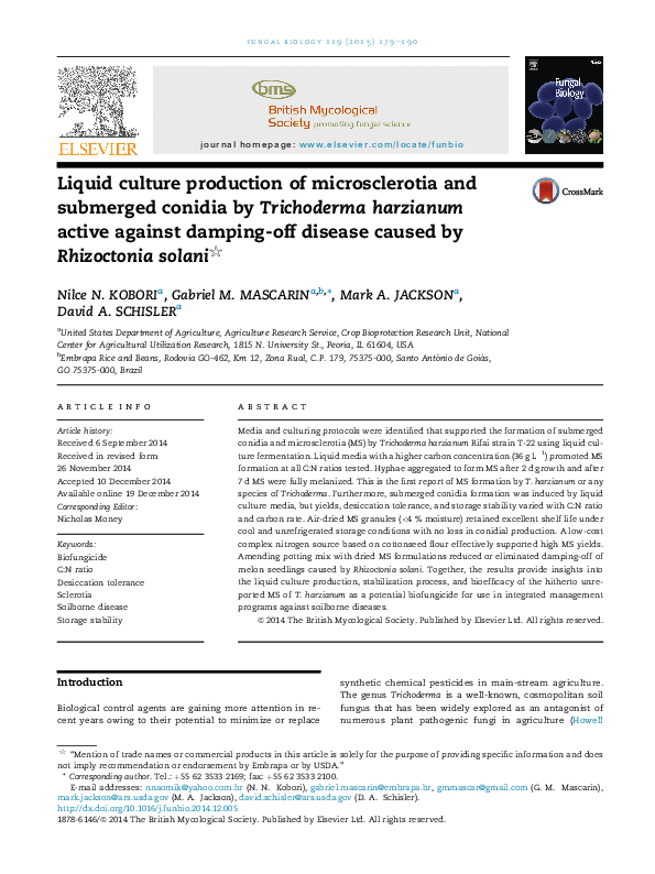 (PDF) Liquid culture production of microsclerotia and submerged conidia by Trichoderma harzianum ...