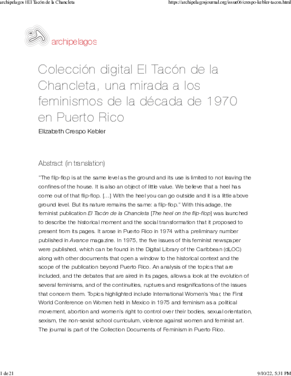 (PDF) Colección digital El Tacón de la Chancleta, una mirada a los ...