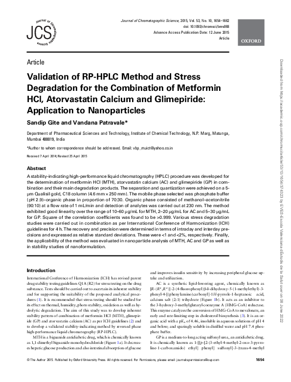 (PDF) Validation of RP-HPLC Method and Stress Degradation for the Combination of Metformin HCl ...