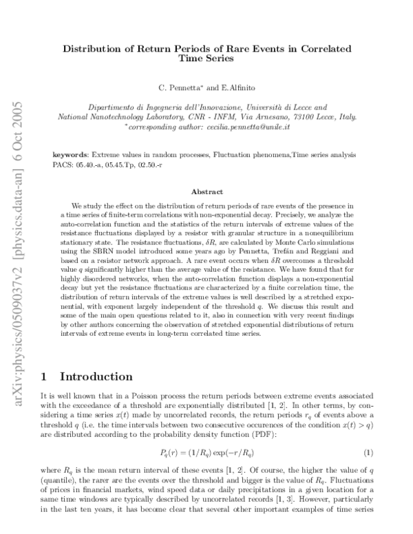 (PDF) Distribution of Return Periods of Rare Events in Correlated Time ...