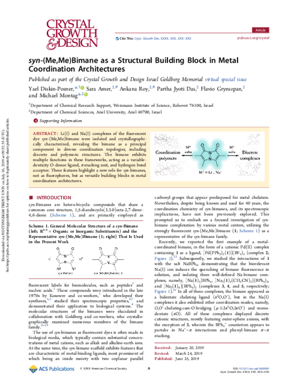 (PDF) syn-(Me,Me)Bimane as a Structural Building Block in Metal ...