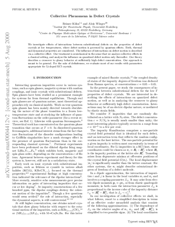 (PDF) Collective phenomena in defect crystals