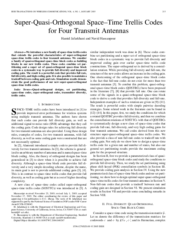 Pdf Super Quasiorthogonal Space Time Trellis Codes For Four Transmit Antennas With Rectangular