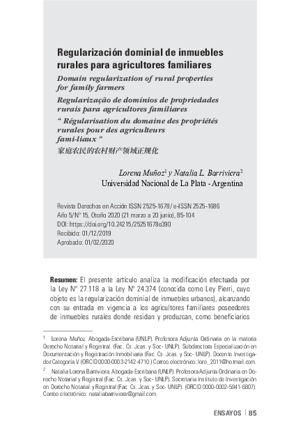 (PDF) Regularización dominial de inmuebles rurales para agricultores ...
