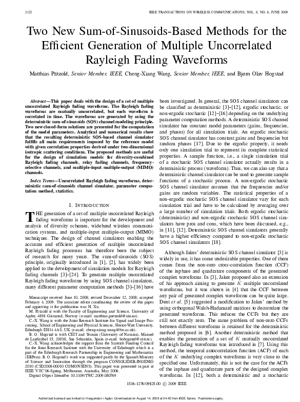 (PDF) Two new sum-of-sinusoids-based methods for the efficient generation of multiple ...
