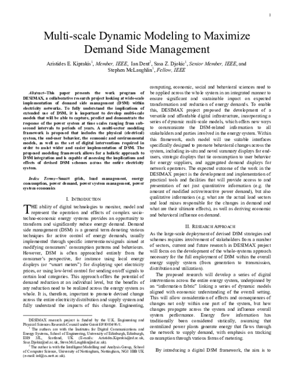 (PDF) Multi-scale dynamic modeling to maximize demand side management | Sasa Djokic - Academia.edu