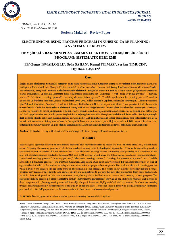 (PDF) Electronic Nursing Process Program in Nursing Care Planning: A ...