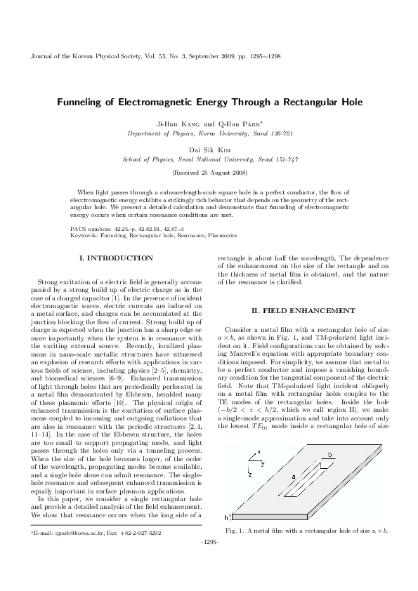 (PDF) Funneling of Electromagnetic Energy Through a Rectangular Hole