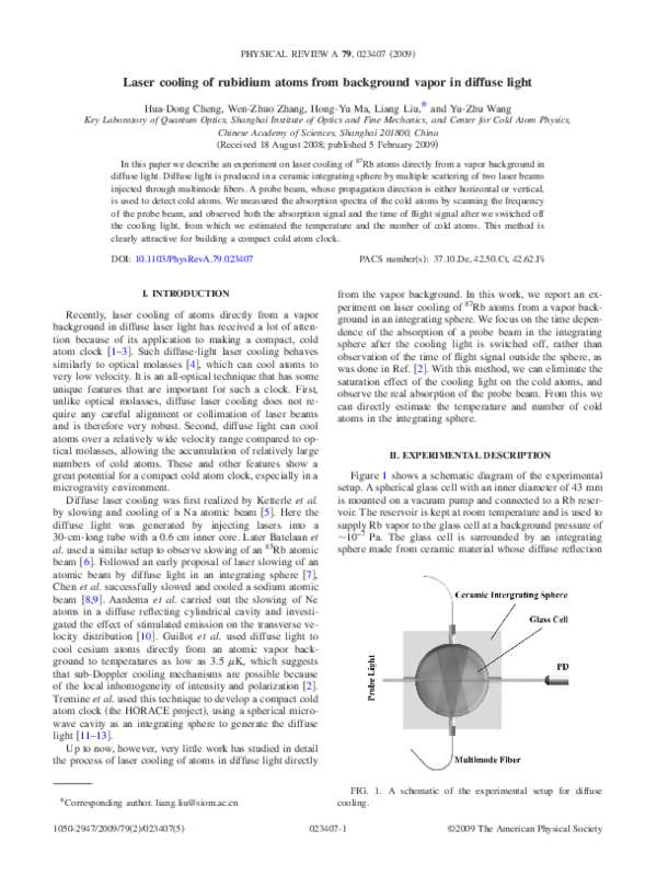 (PDF) Laser cooling of rubidium atoms from background vapor in diffuse ...