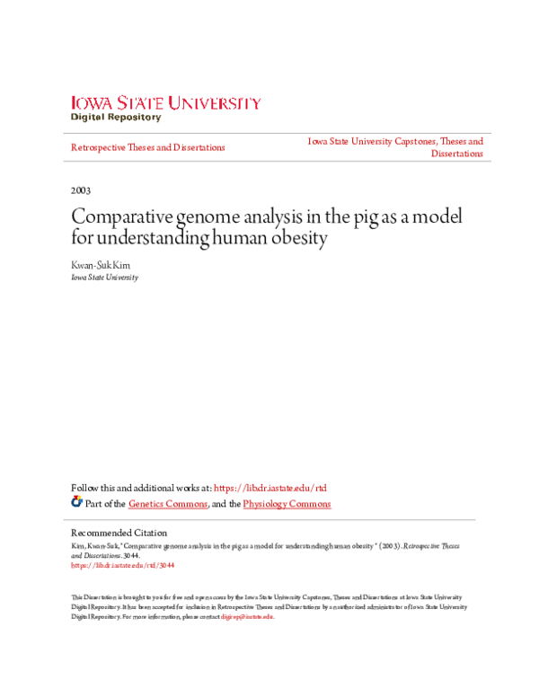 (PDF) Comparative genome analysis in the pig as a model for ...