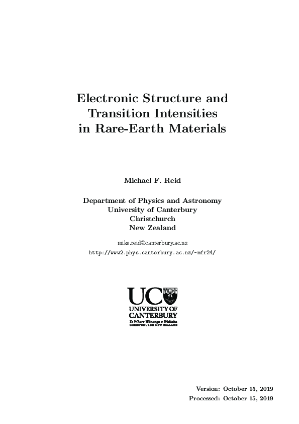 Pdf Electronic Structure And Transition Intensities In Rare Earth Materials