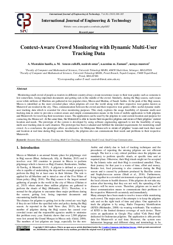 (PDF) Context-Aware Crowd Monitoring with Dynamic Multi-User Tracking Data